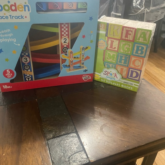 Toys | Wooden Race Track And Alphabet Blocks Set | Poshmark